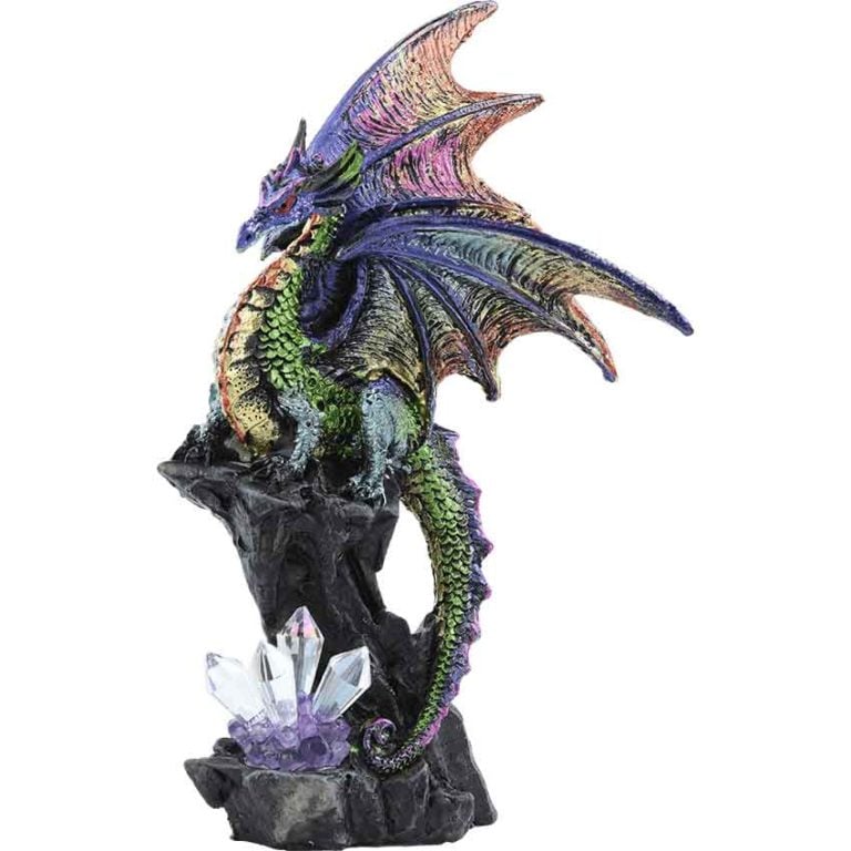 Purple Dragon with Crystals Statue
