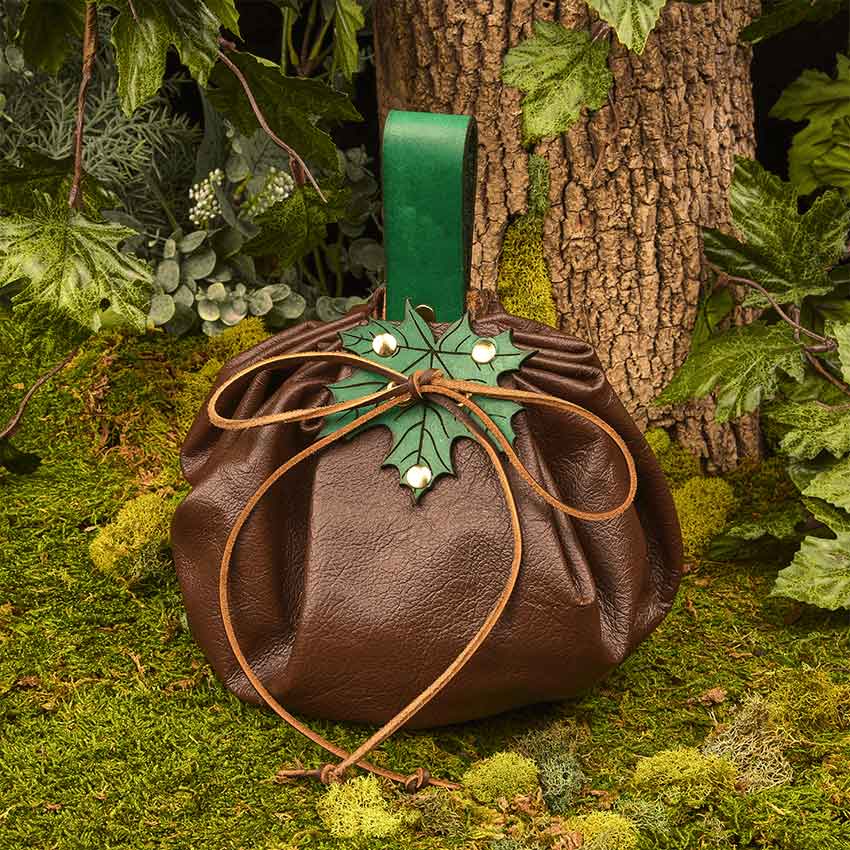 Large Round Pouch with Leaf Closure