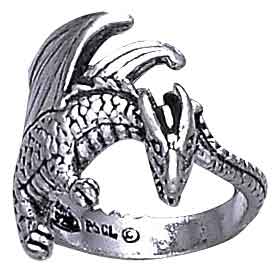 Winged Silver Dragon Ring