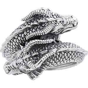 Winged Silver Dragon Ring