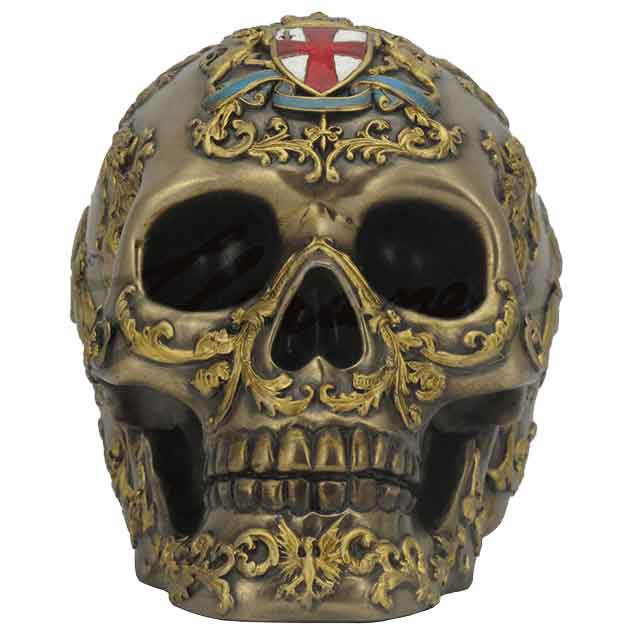 Bronze Patterned Skull Statue