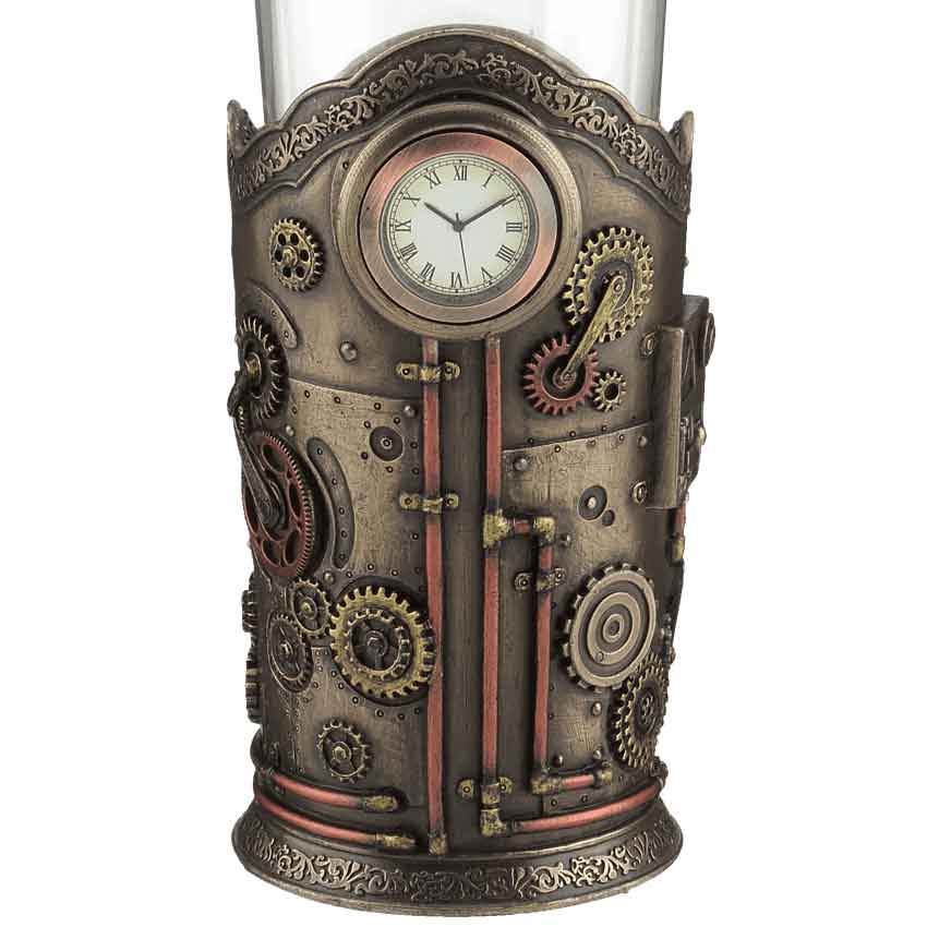 Steampunk Spirit Decanter With Clock