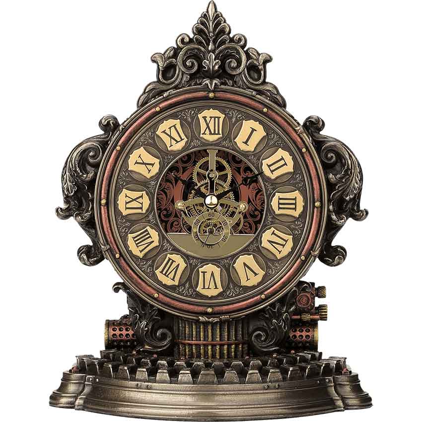 Steampunk Pewter Heart Desk Clock