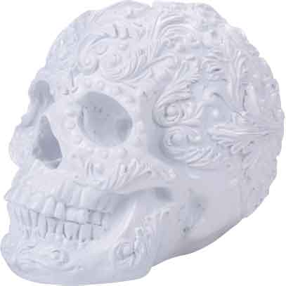 White Rococo Skull Statue