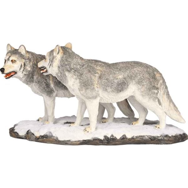 Grey Wolf Couple Statue