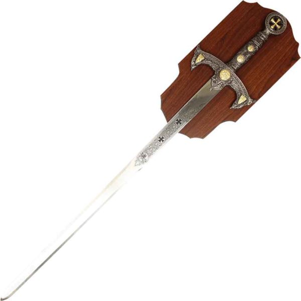 Engraved Silver Templar Sword with Plaque