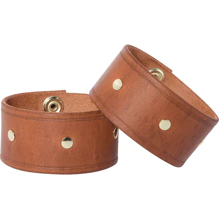 Simple Studded Leather Wrist Cuffs