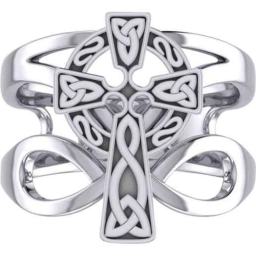 Silver Celtic Cross with Infinity Ring