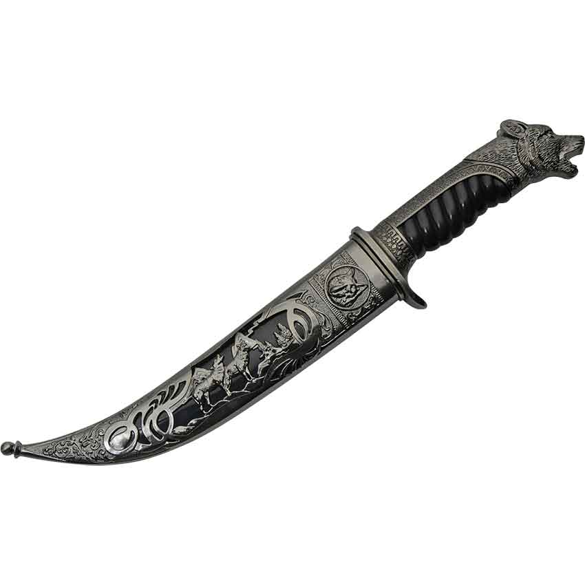 Silver Wolf Hilt Knife