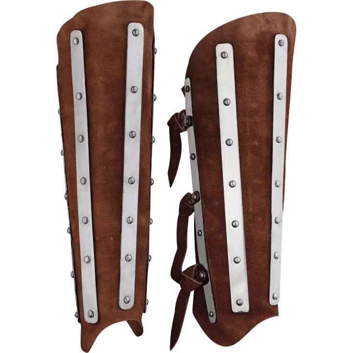 Brown Leather and Steel Greaves