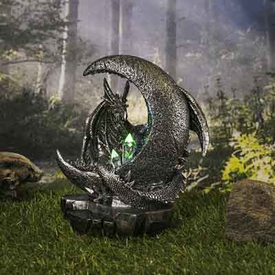 Dragon on LED Crystal Moon Statue