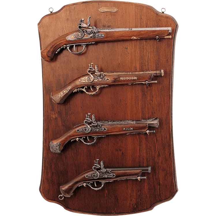 Four DArmi Flintlock Pistols with Display Plaque