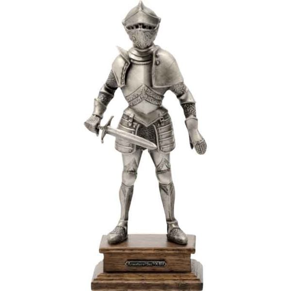 Silver Knight with Short Sword Statue