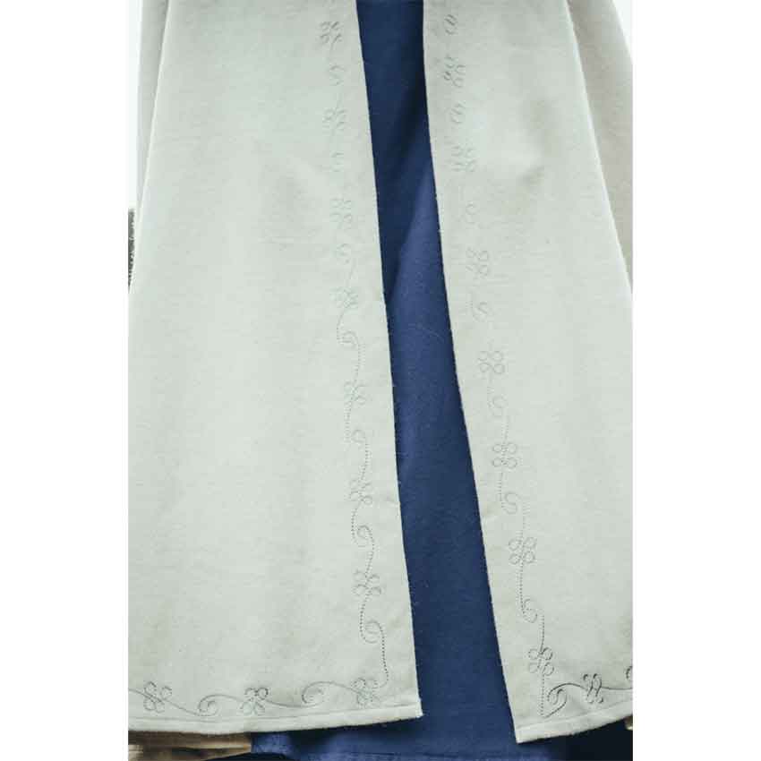 Alma Embroidered Wool Cloak - Natural