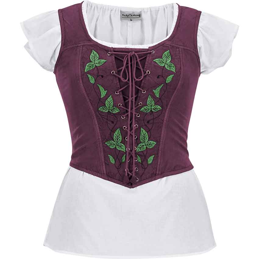 Elowen Medieval Fantasy Bodice - Deadly Nightshade