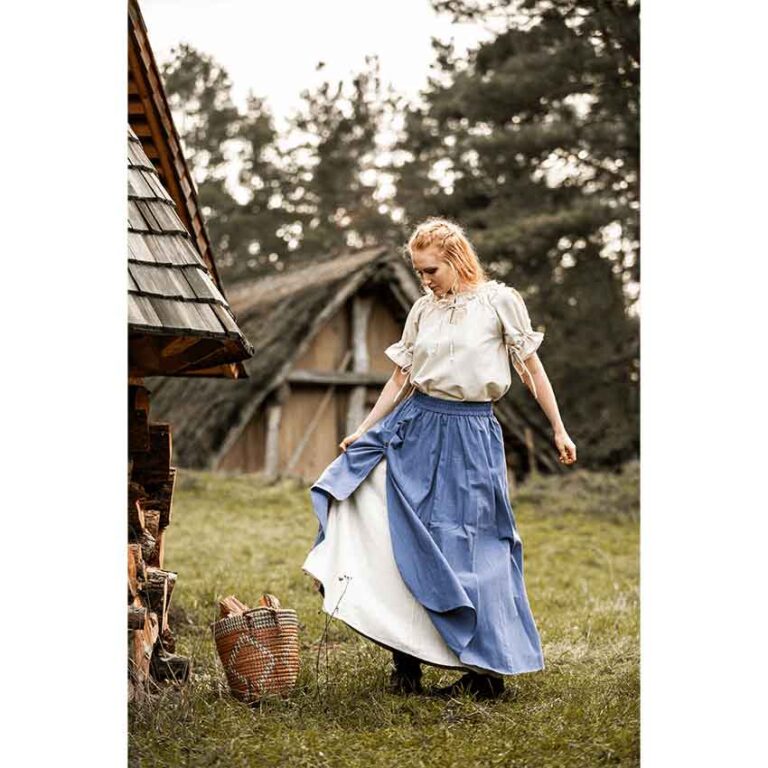 Elise Medieval Layered Skirt - Blue/Natural