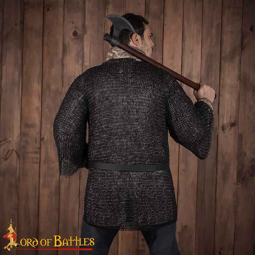 Alternate Riveted Chainmail Haubergeon - Blackened