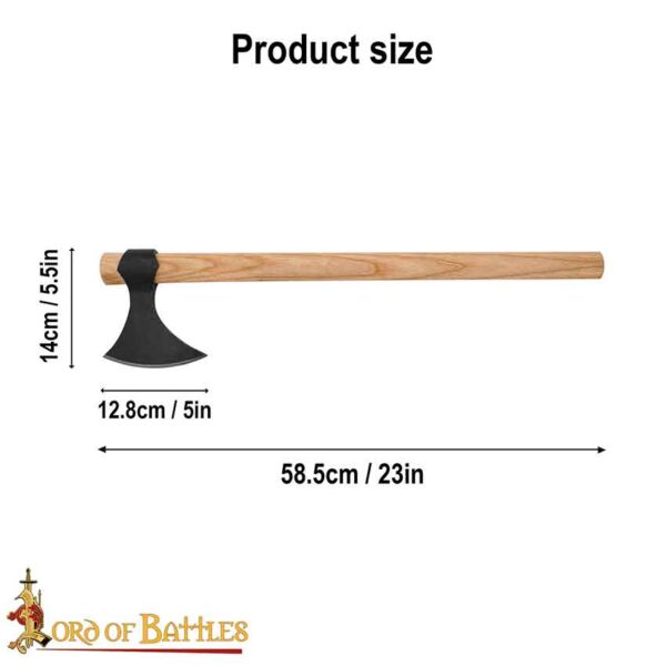 Hand Forged Viking Battle Axe - Light Hardwood Handle