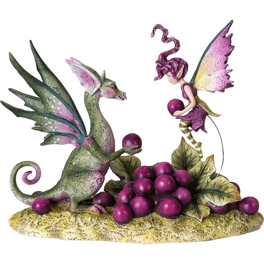 Sharing Grapes Dragon and Fairy Statue
