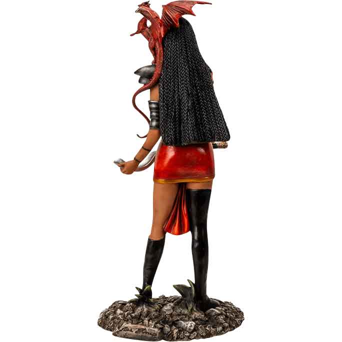 Adaeze and Red Dragon Statue