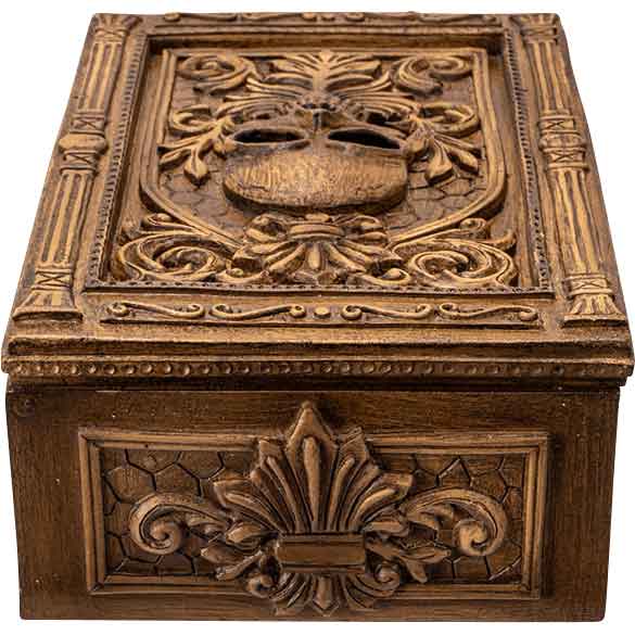 Wood-Finish Skull Tarot Box