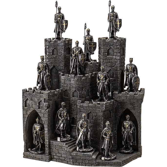 Castle Display with 12 Knights Statue Set