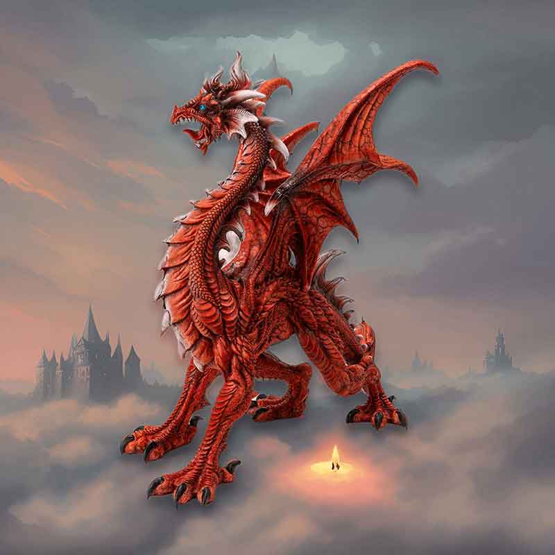 Furious Red Dragon Statue