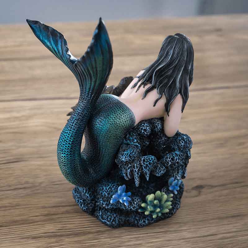 Gothic Mermaid with Sea Turtle Statue