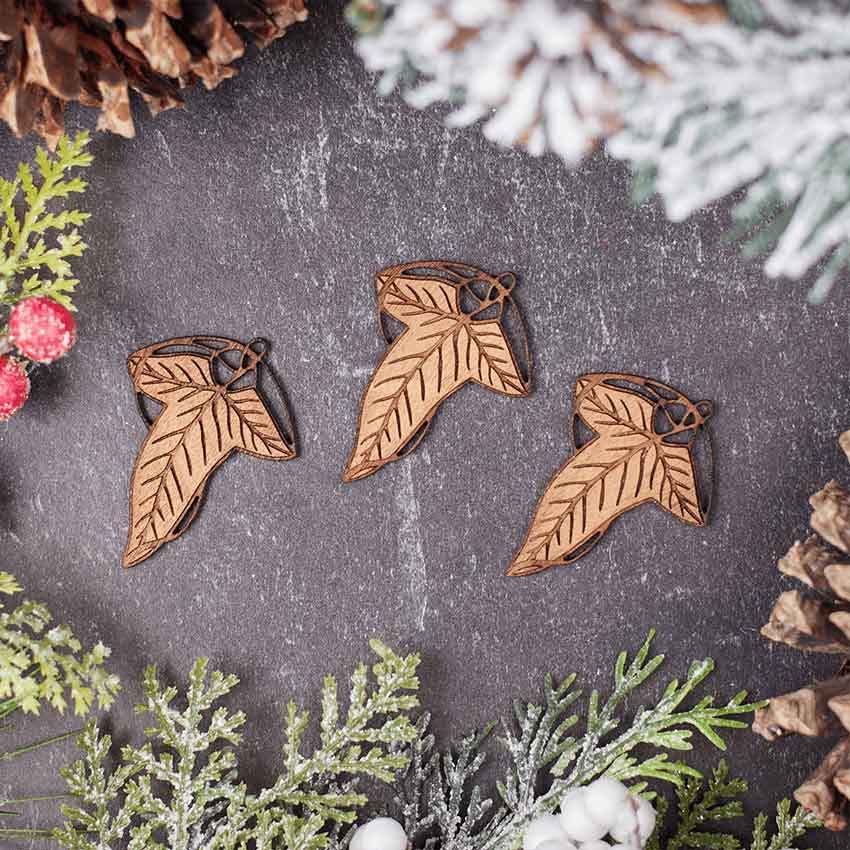 Elven Leaf Mini Christmas Ornament - Set of 3