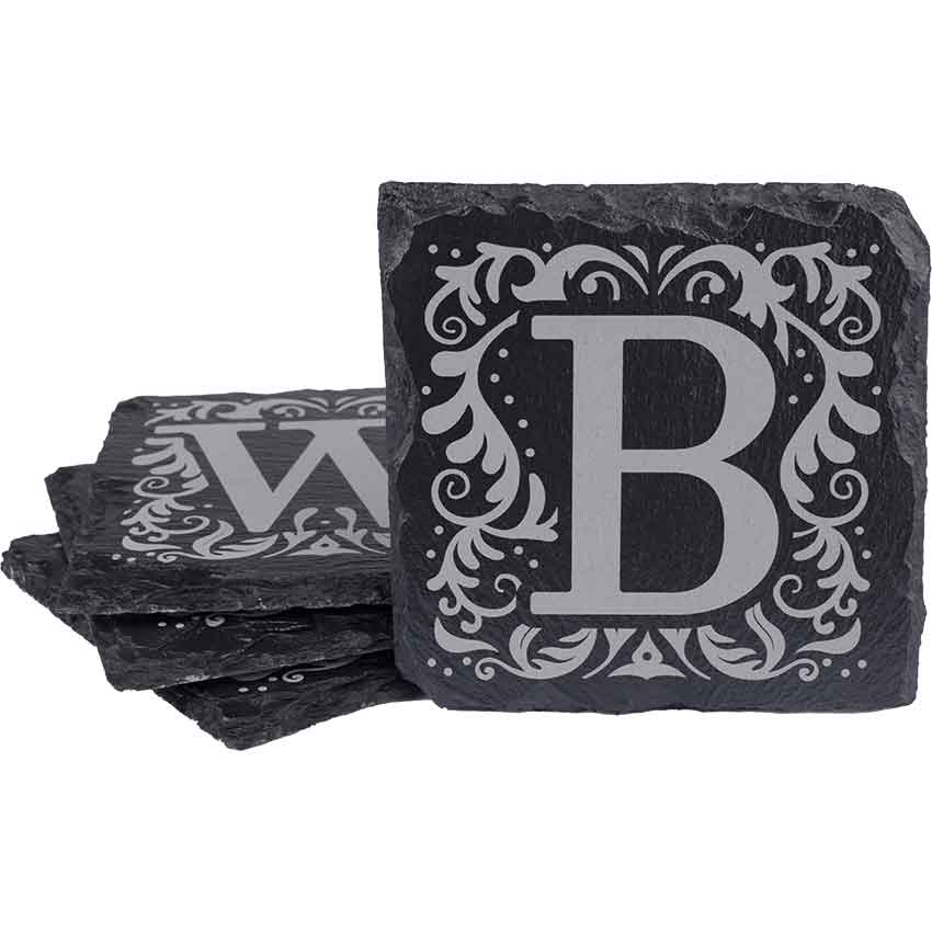 Initial Letter Slate Coasters - Set of 4