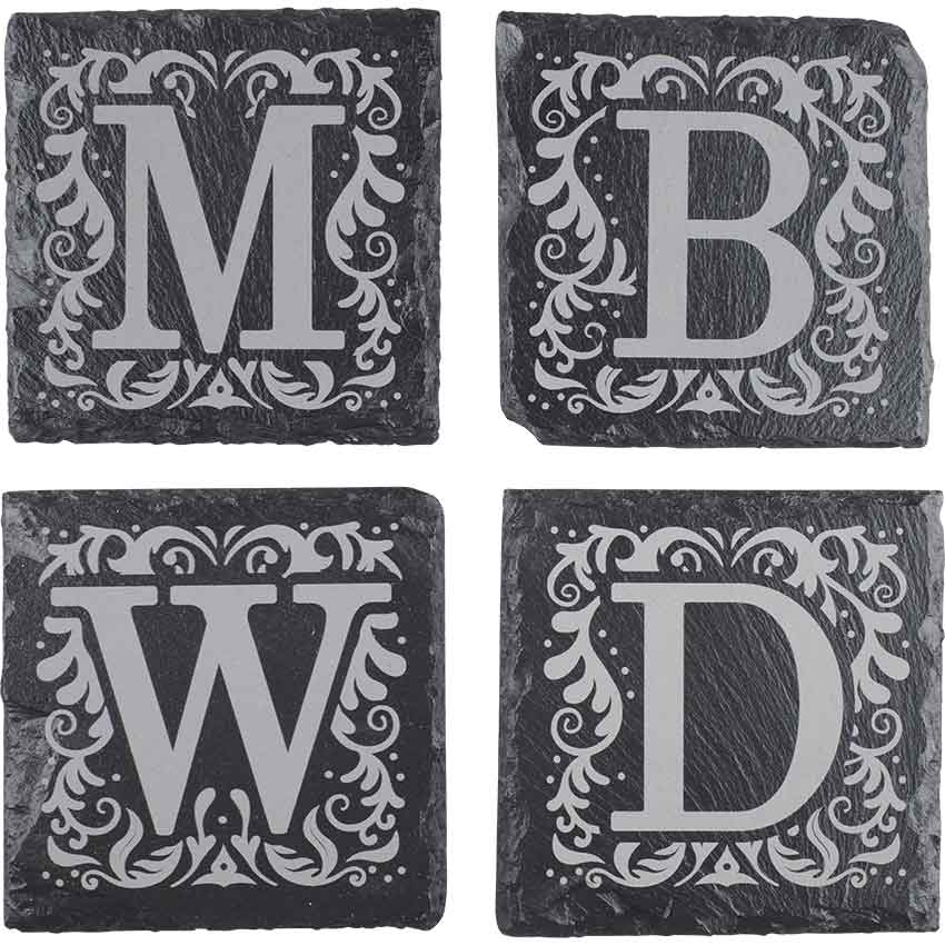 Initial Letter Slate Coasters - Set of 4