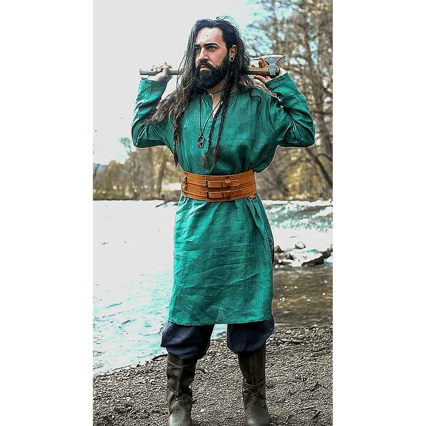 Halvar Linen Viking Tunic - Green