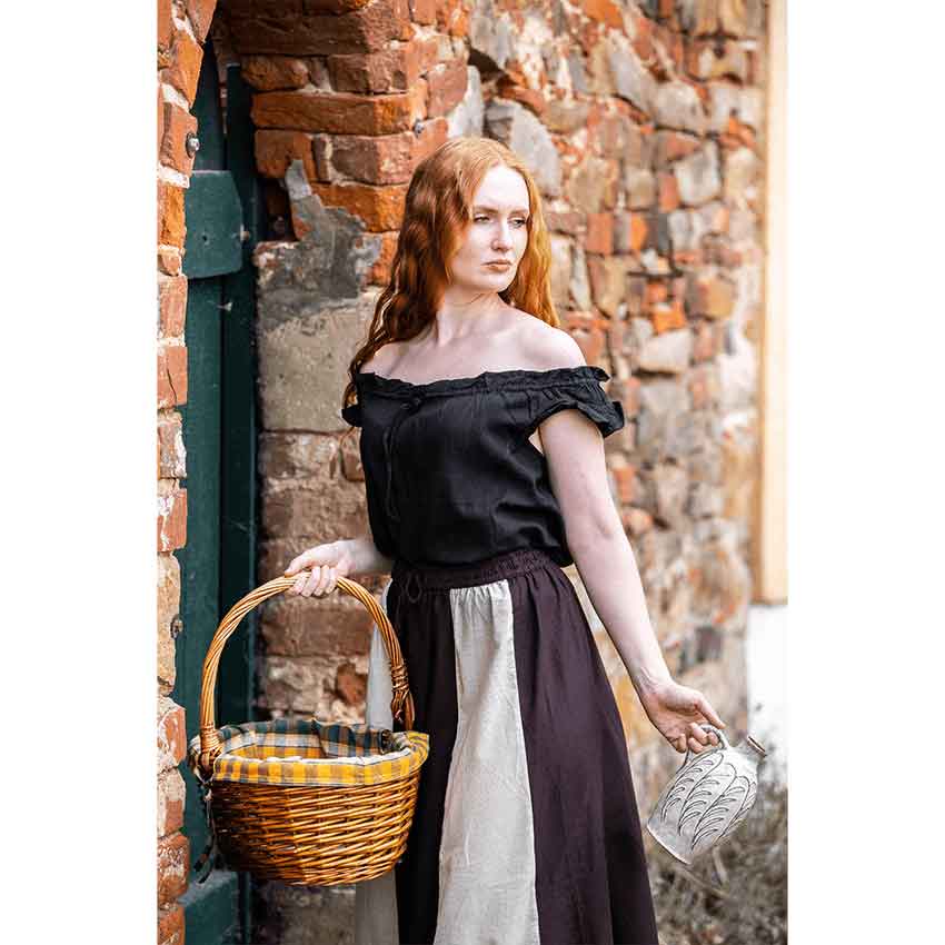 Lotte Ruffled Medieval Summer Blouse - Black