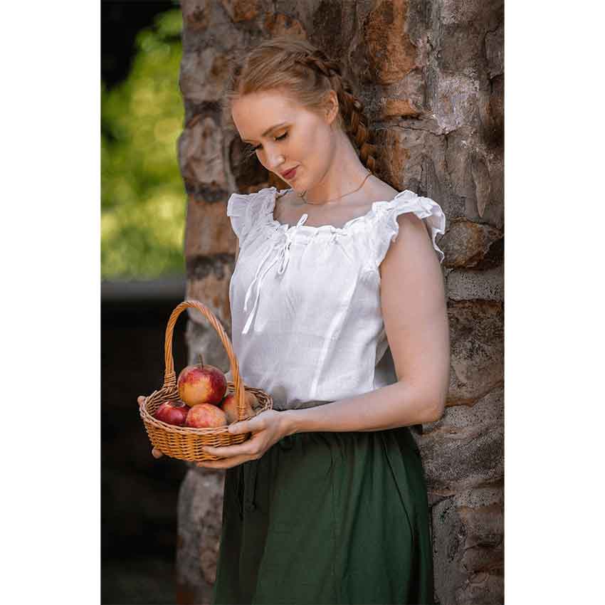 Lotte Ruffled Medieval Summer Blouse - White