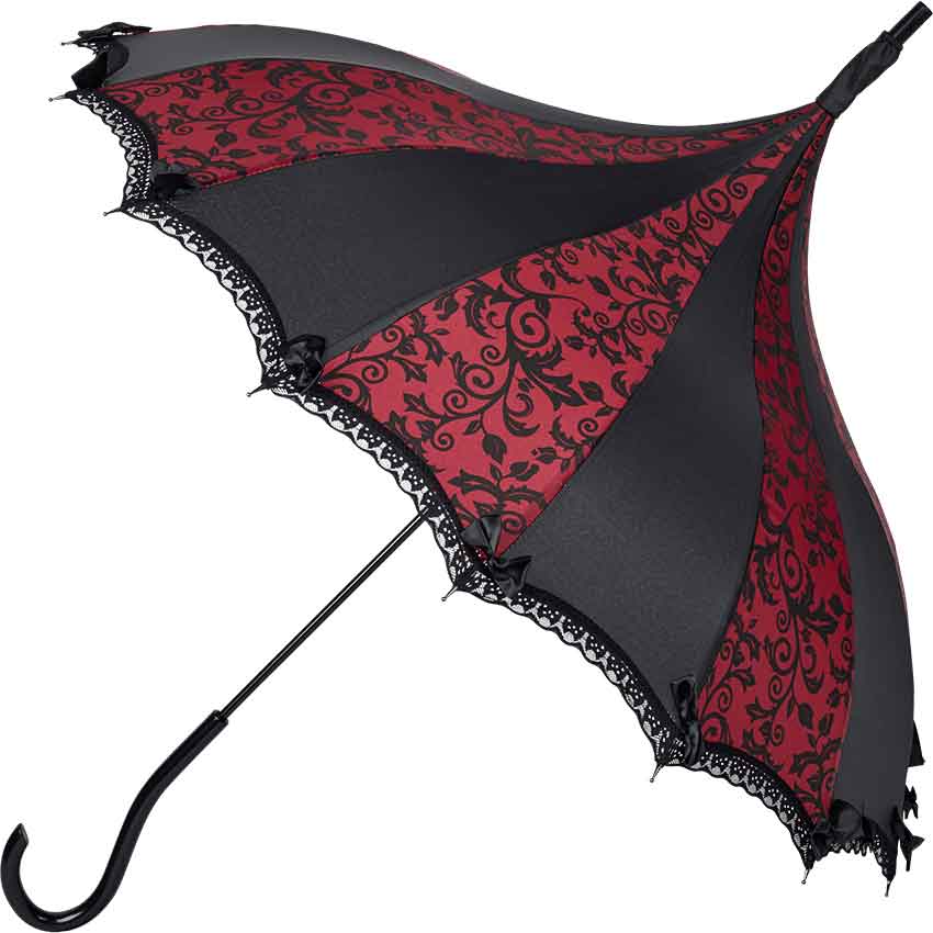 Burgundy Flower Gothic Umbrella