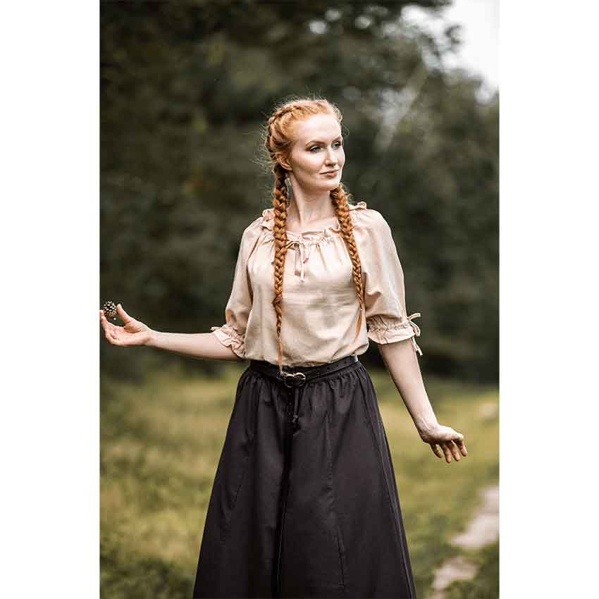 Vera Medieval Short Sleeve Blouse - Hemp