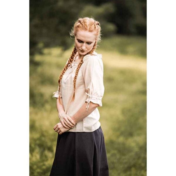 Vera Medieval Short Sleeve Blouse - Hemp