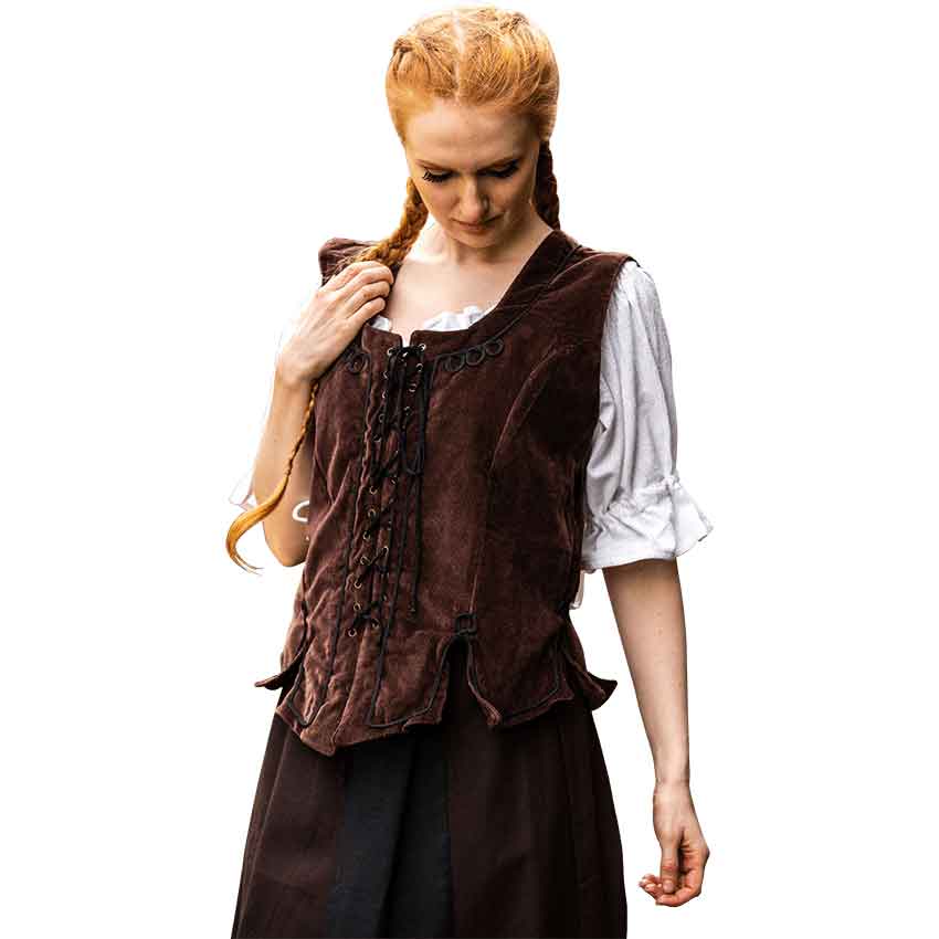 Odette Medieval Velvet Bodice - Dark Brown