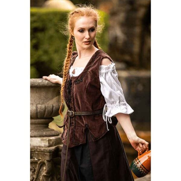 Odette Medieval Velvet Bodice - Dark Brown
