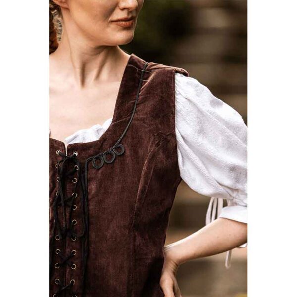 Odette Medieval Velvet Bodice - Dark Brown
