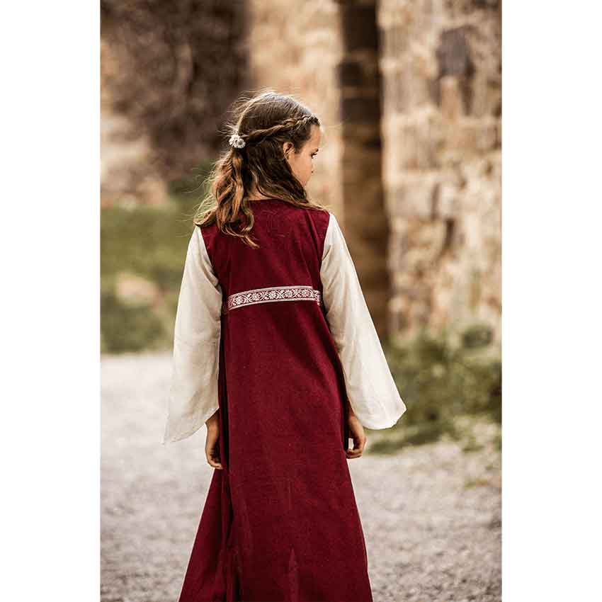 Piccola Donna Girls Medieval Dress - Red with Natural