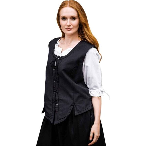 Selma Women's Embroidered Medieval Bodice - Black