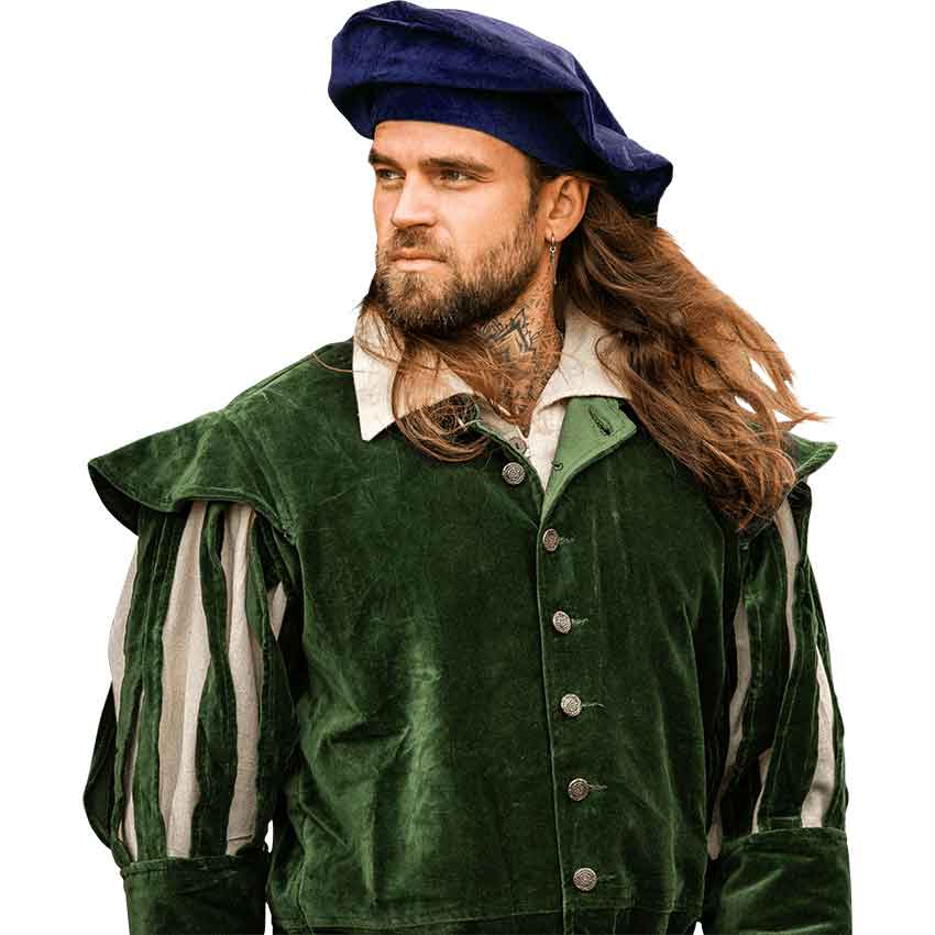 Kurt Medieval Velvet Beret - Blue