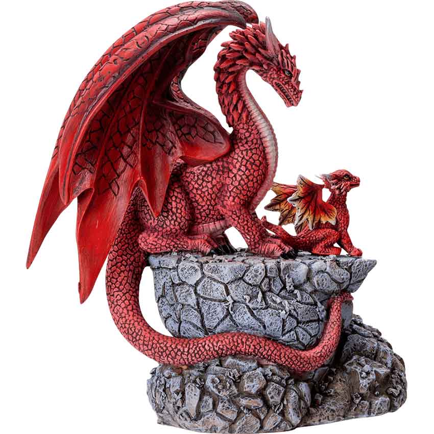 Fire Dragon with Hatchling Statue