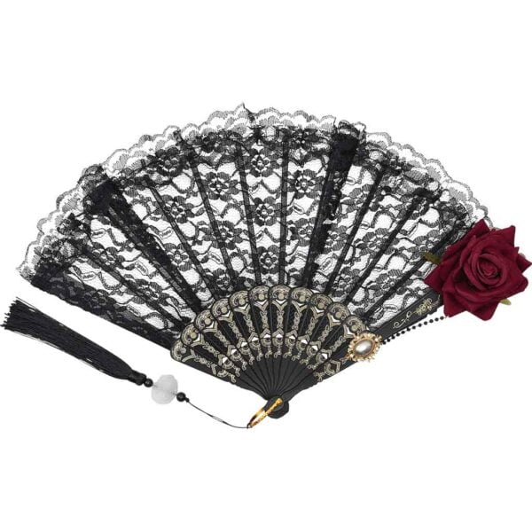 Black Rose Sensu Folding Fan